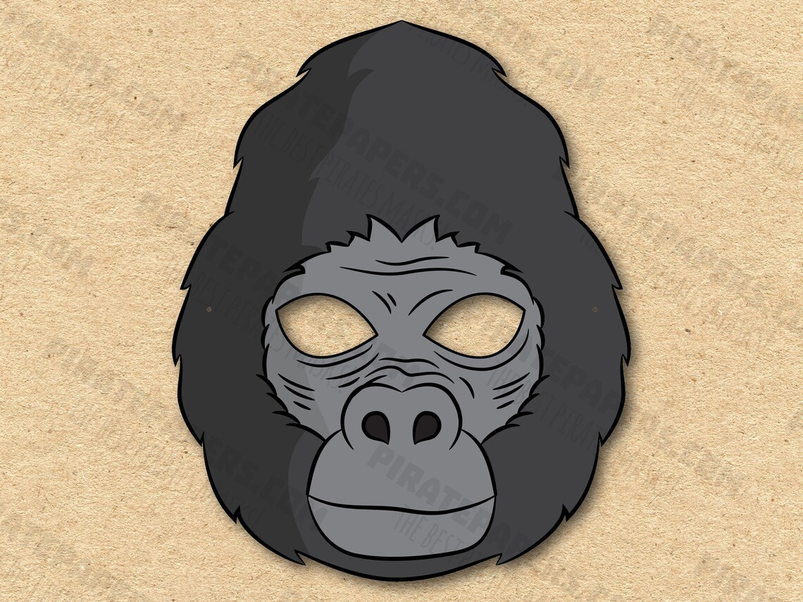 Gorilla Masks Printable Color + Coloring, Paper DIY for Kids and Adults ...