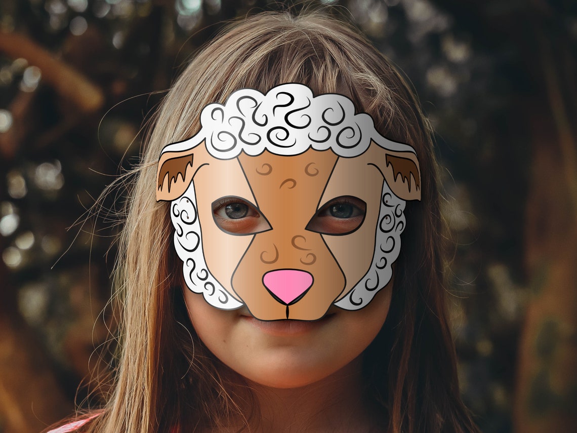 Sheep Mask Printable, Paper DIY for Kids and Adults. PDF Template ...