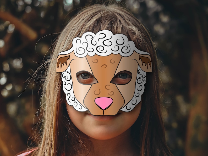 Sheep Mask Printable, Paper DIY for Kids and Adults. PDF Template ...