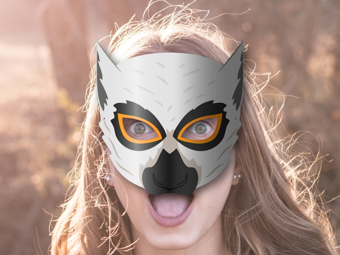Lemur Mask Printable, Paper DIY for Kids and Adults. PDF Template ...