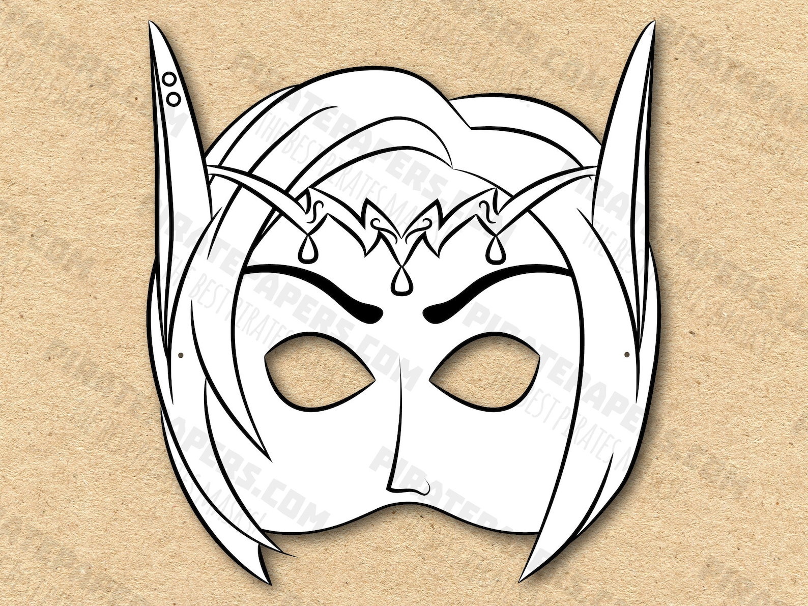 Mythical Creatures 2 Masks Printable Coloring, Unicorn, Werewolf, Elf ...