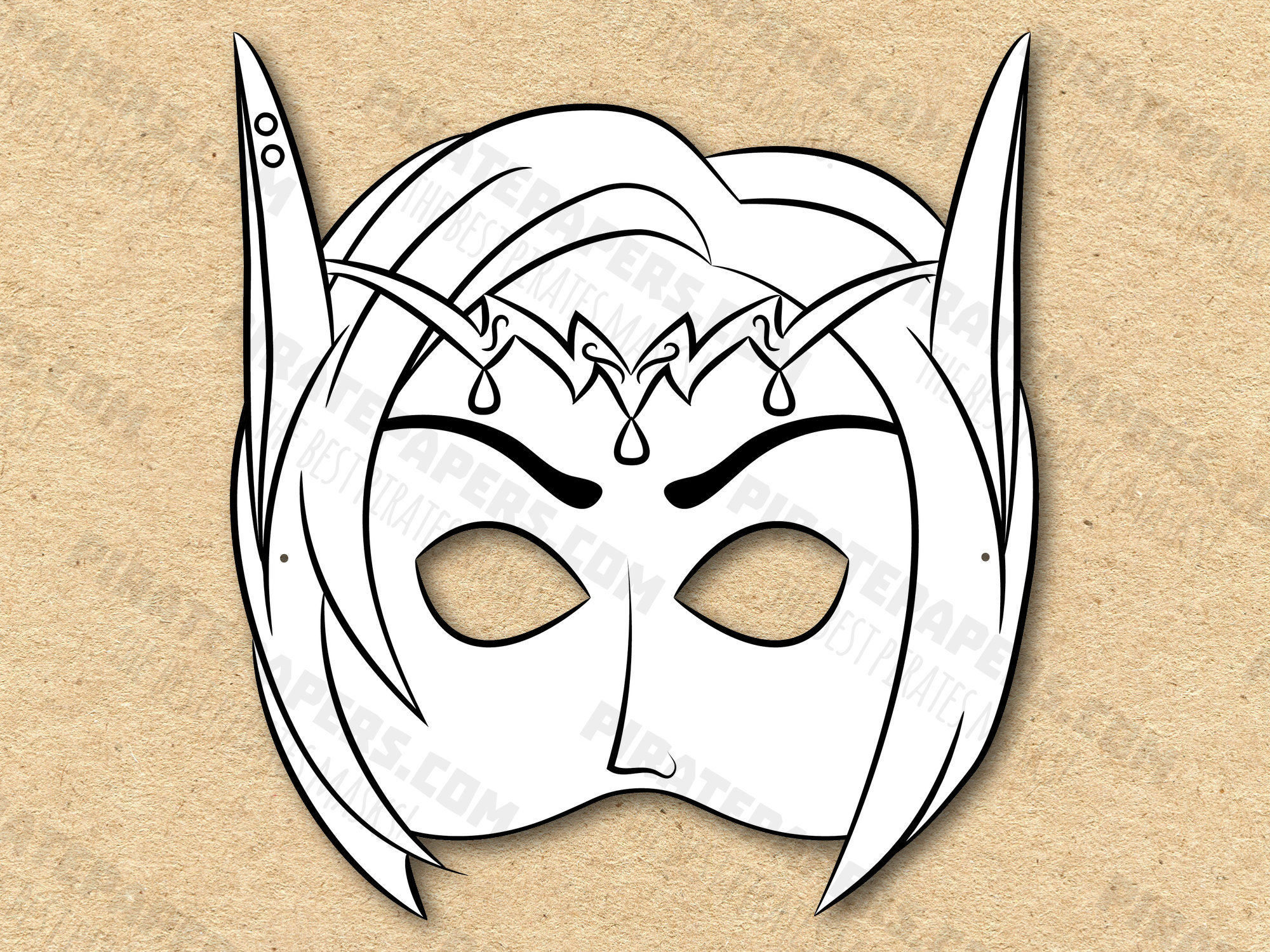 Mythical Creatures 2 Masks Printable Coloring, Unicorn, Werewolf, Elf ...