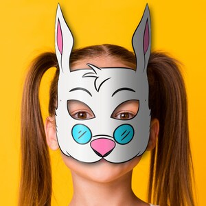 White Rabbit Mask Printable (alice in Wonderland), Paper DIY for Kids ...