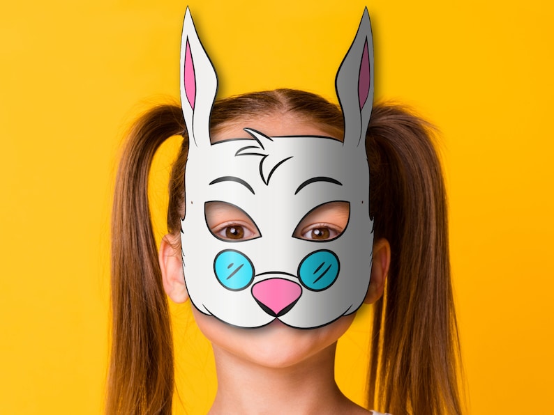 White Rabbit Mask Printable (alice in Wonderland), Paper DIY for Kids ...