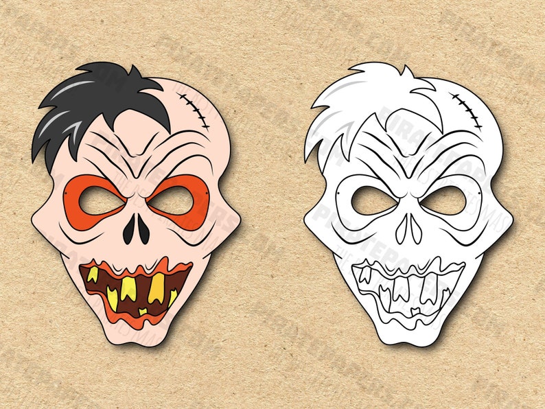 Evil Masks Printable Color + Coloring, Paper DIY for Kids and Adults ...