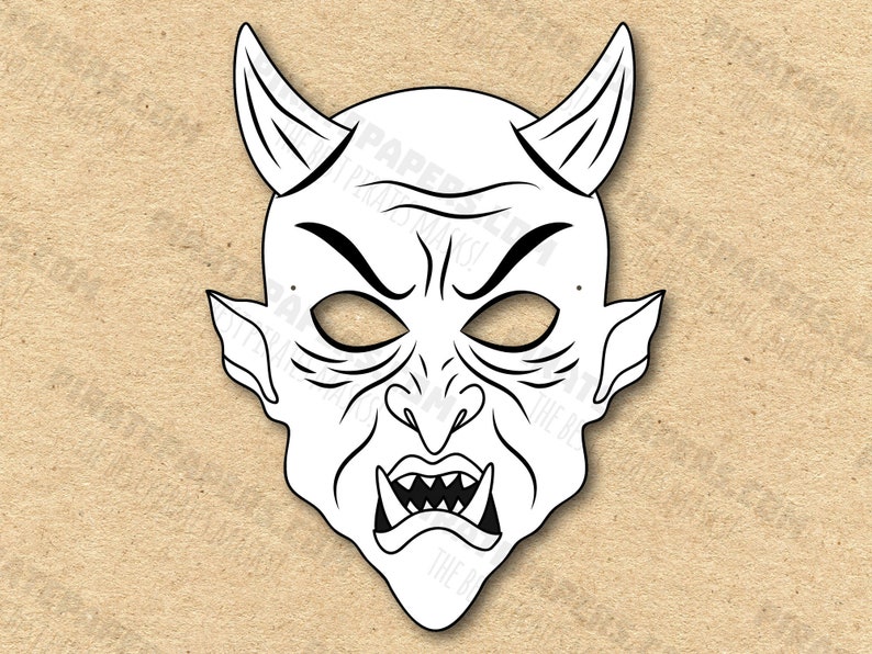 Demon Masks Printable Color Coloring, Paper DIY for Kids and Adults ...