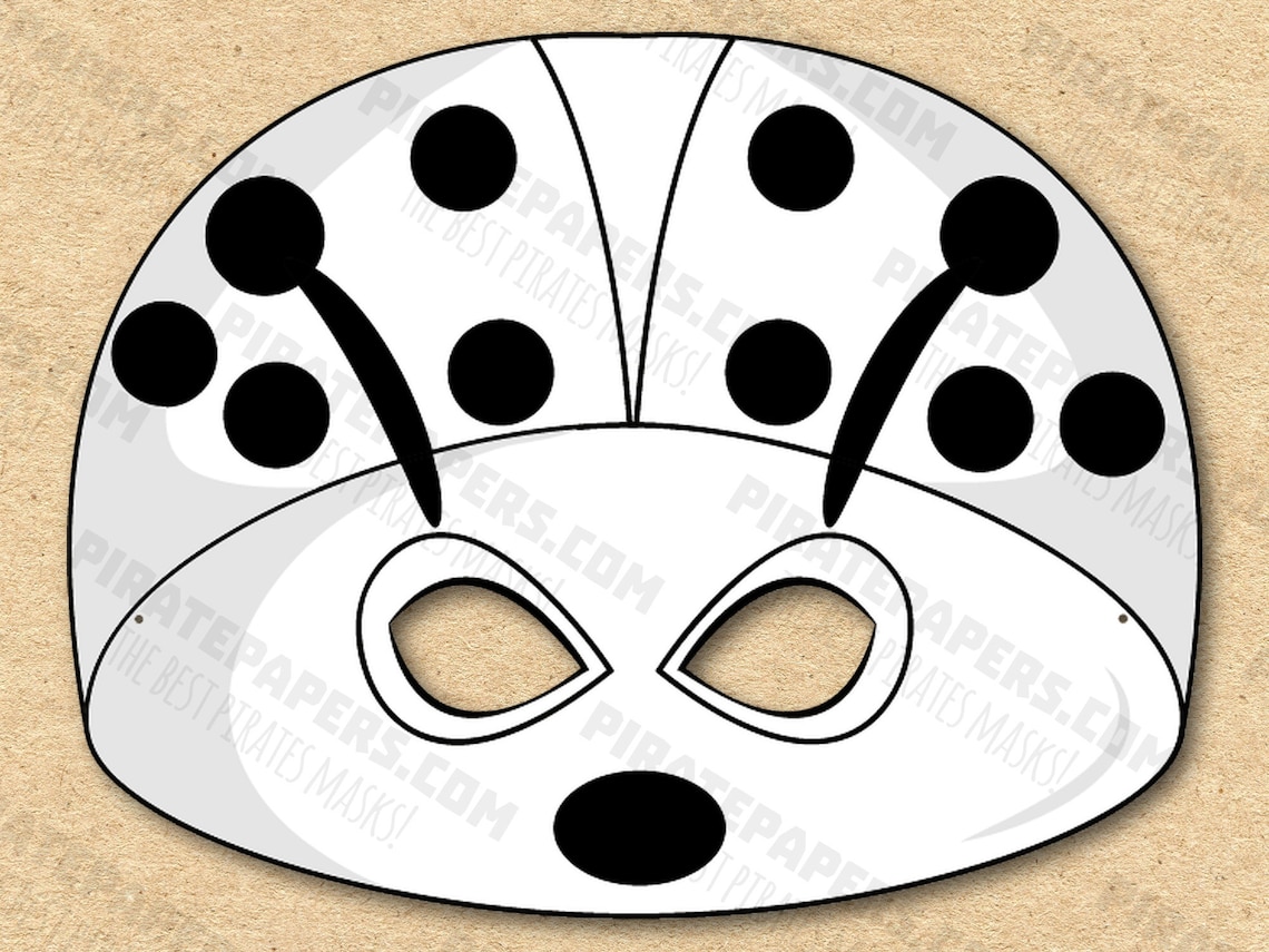 Bugs and Insects 2 Masks Printable Coloring Ladybird Beetle - Etsy