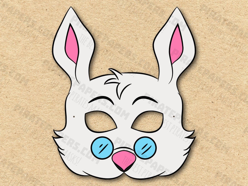 White Rabbit Mask Printable (alice in Wonderland), Paper DIY for Kids ...