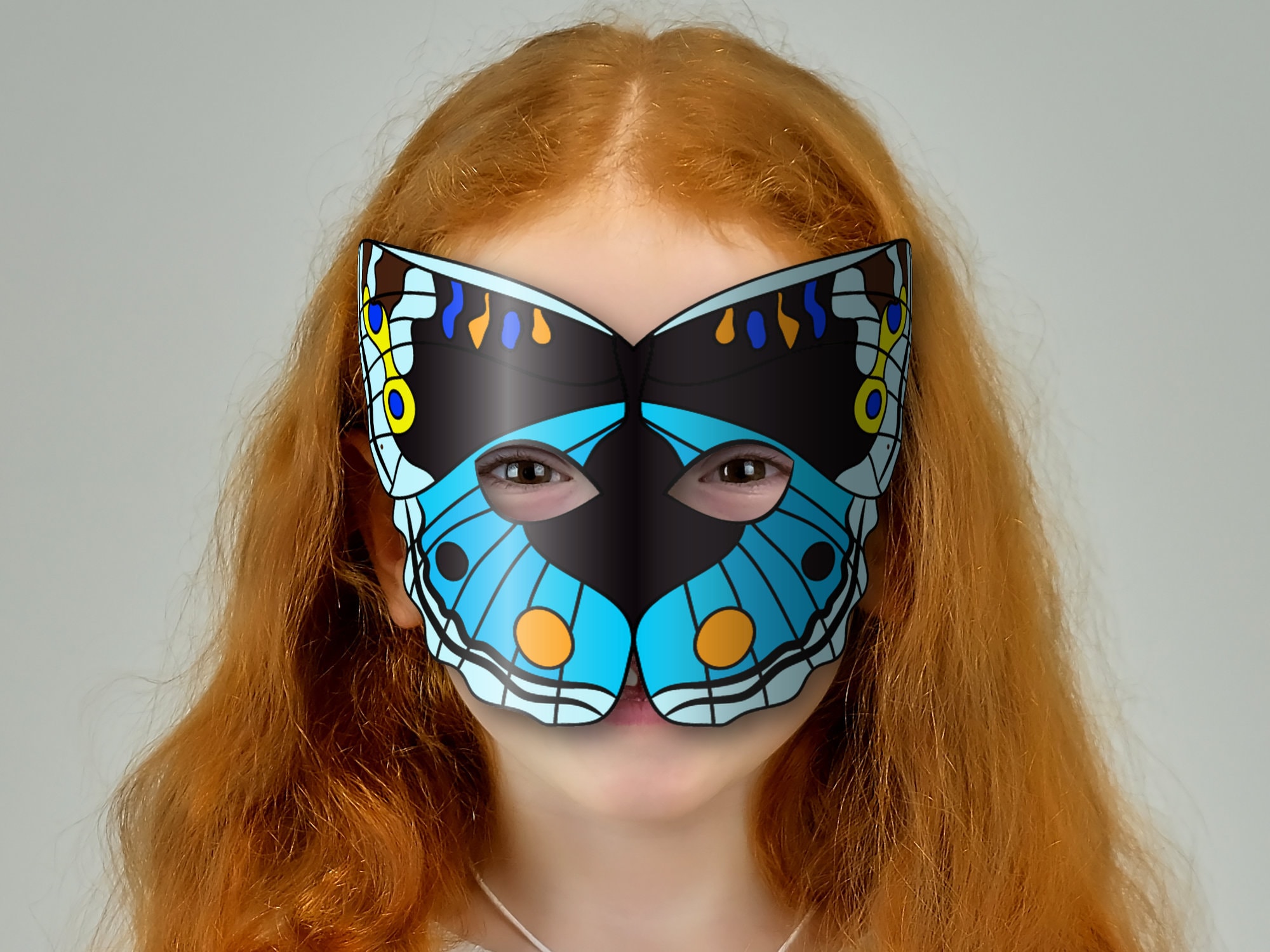 Butterfly Mask Printable Blue Pansy, Paper DIY for Kids and Adults. PDF ...