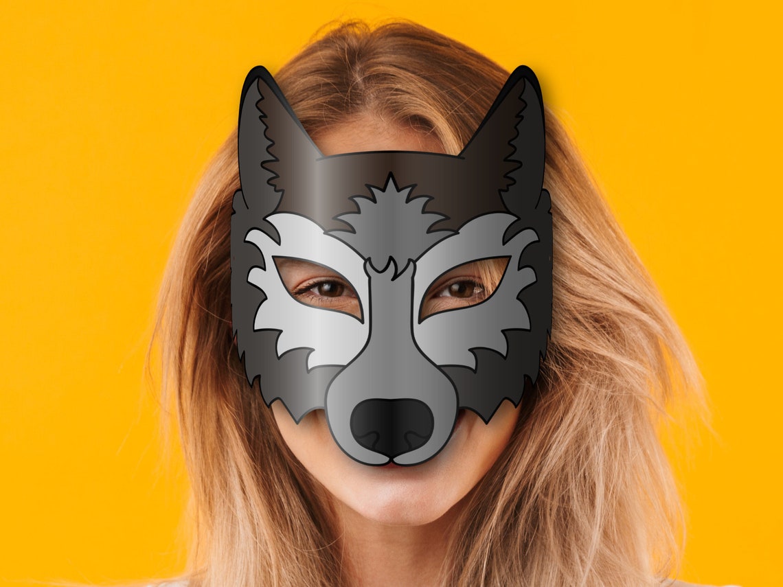 Wolf Mask Printable Wolf Costume Animal Mask Grey Wolf Masks Kids Mask ...