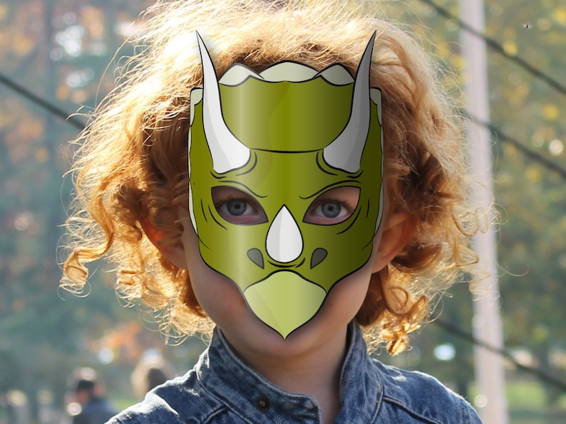 Dinosaur Triceratops Mask Printable, Paper DIY for Kids and Adults. PDF ...