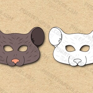 Mouse Masks Printable Color + Coloring, Paper DIY for Kids and Adults ...
