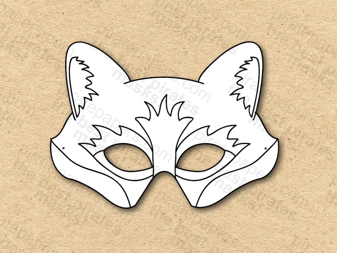 Fox Mask Printable Coloring Paper DIY for Kids and Adults. - Etsy