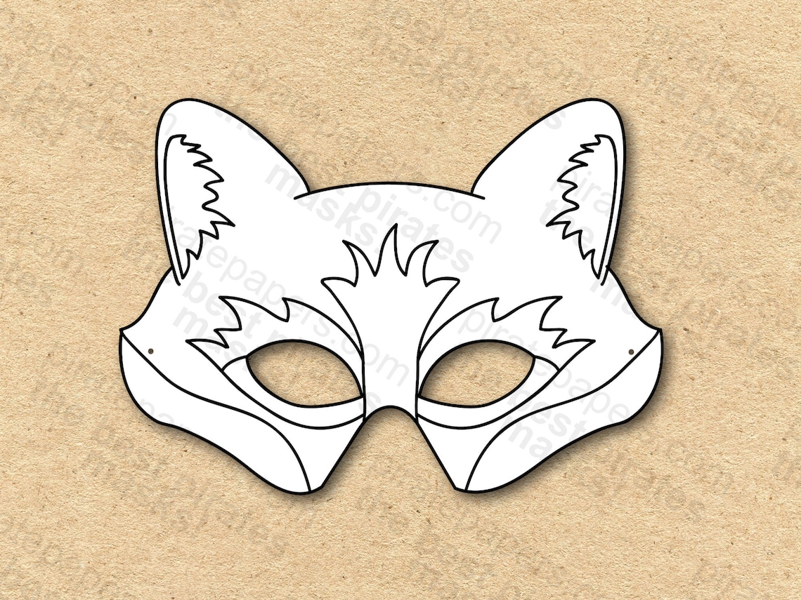 Fox Mask Printable Coloring Paper DIY for Kids and Adults. - Etsy