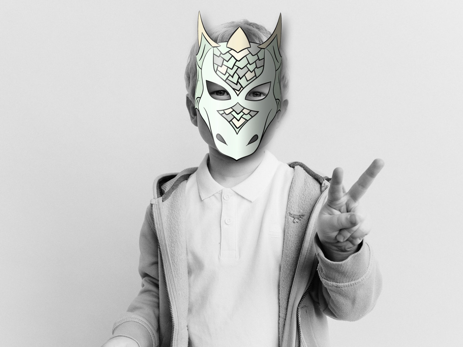 White Dragon Mask Printable Paper DIY for Kids and Adults. - Etsy