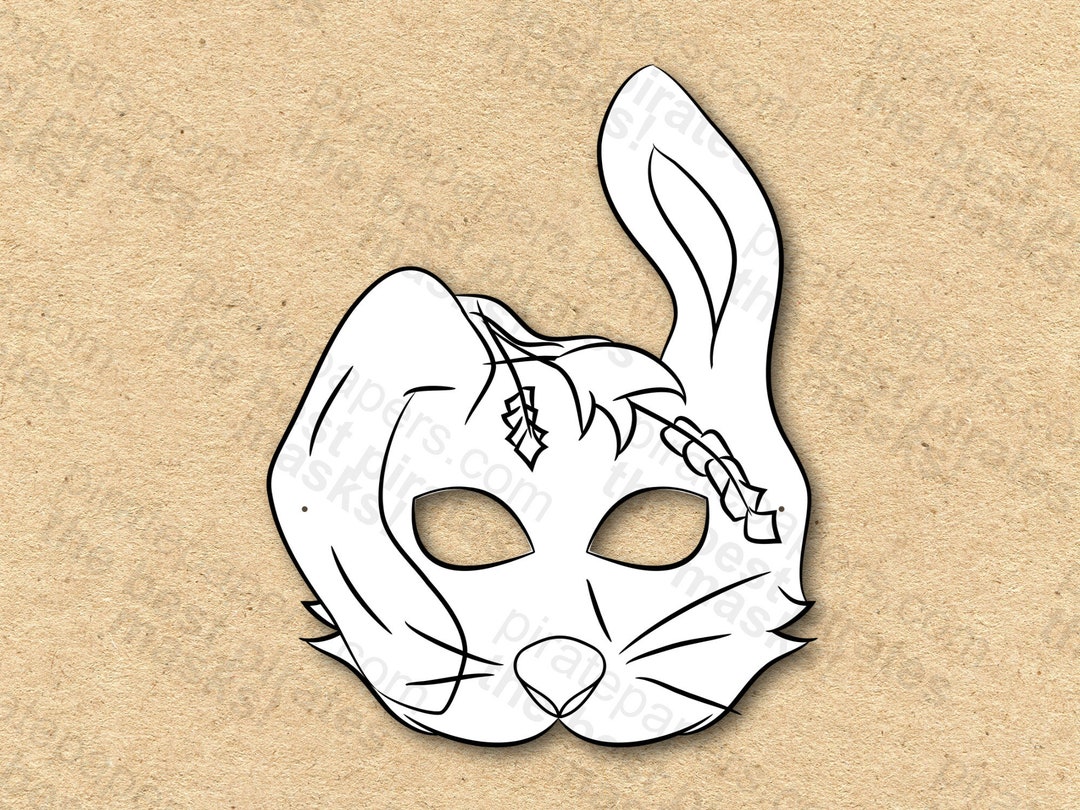 March Hare Mask Printable Coloring alice in Wonderland - Etsy