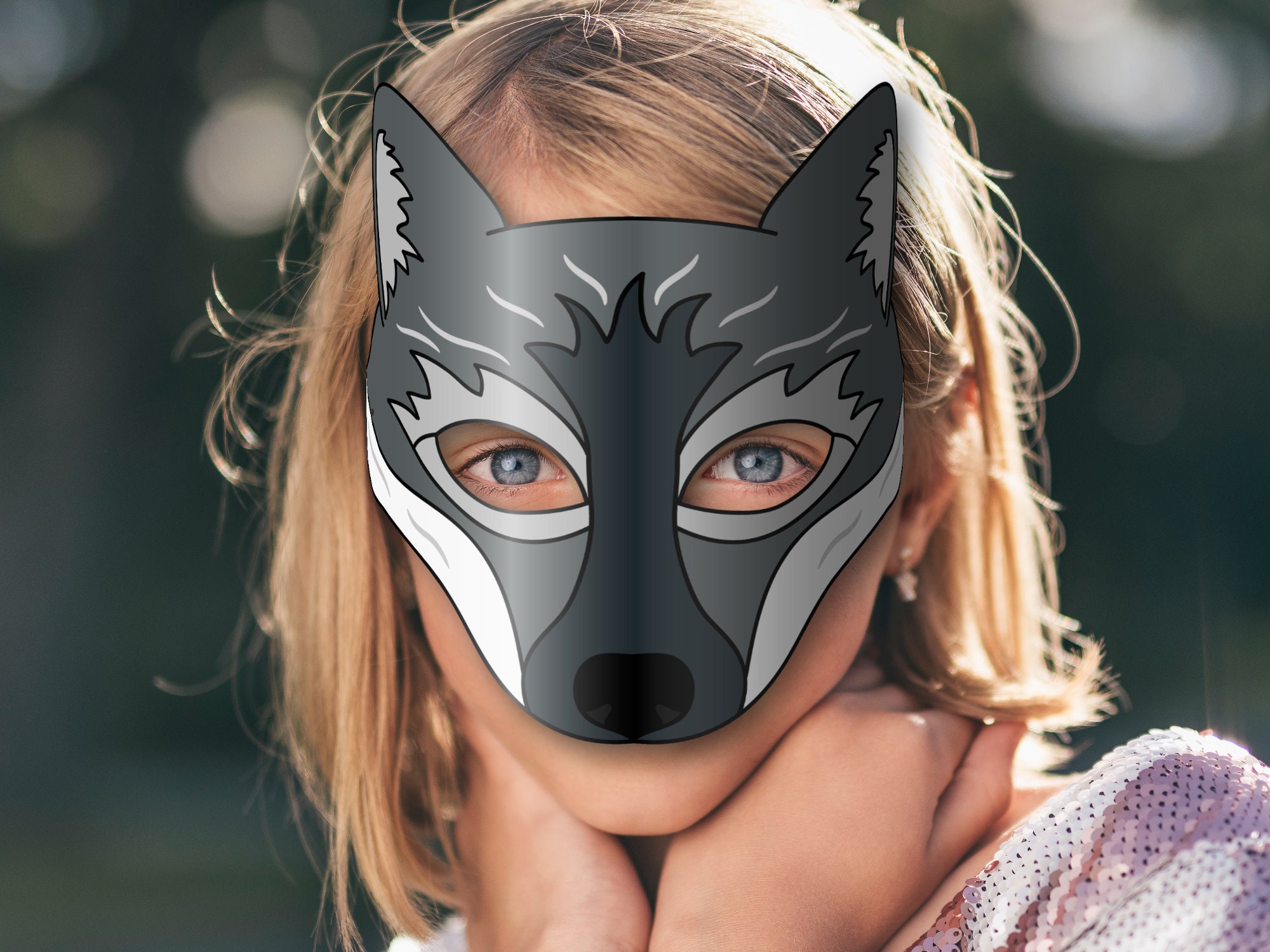 Gray Fox Mask Printable, Paper DIY for Kids and Adults. PDF Template ...