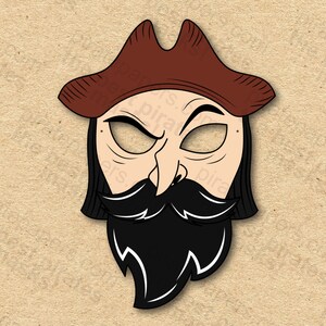 Pirate Blackbeard Mask Printable Paper DIY for Kids and - Etsy