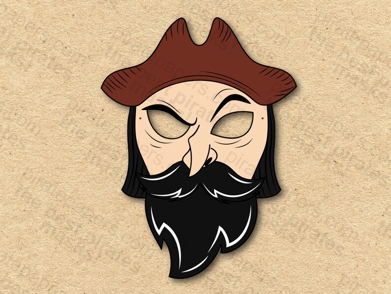 Pirate Blackbeard Mask Printable Paper DIY for Kids and - Etsy