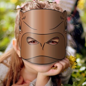 Hippo Mask Printable, Paper DIY for Kids and Adults. PDF Template ...