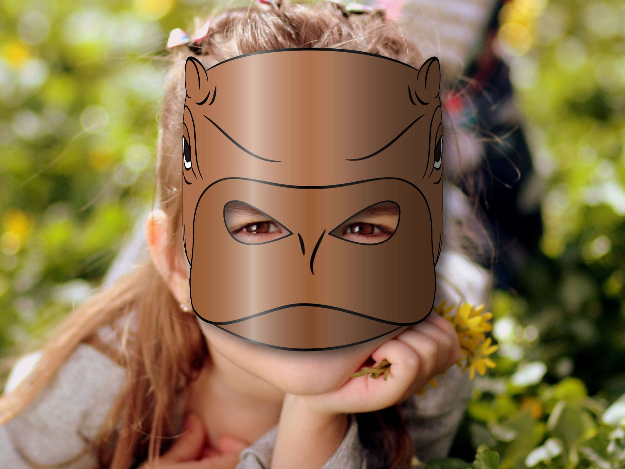 Hippo Mask Printable, Paper DIY for Kids and Adults. PDF Template ...