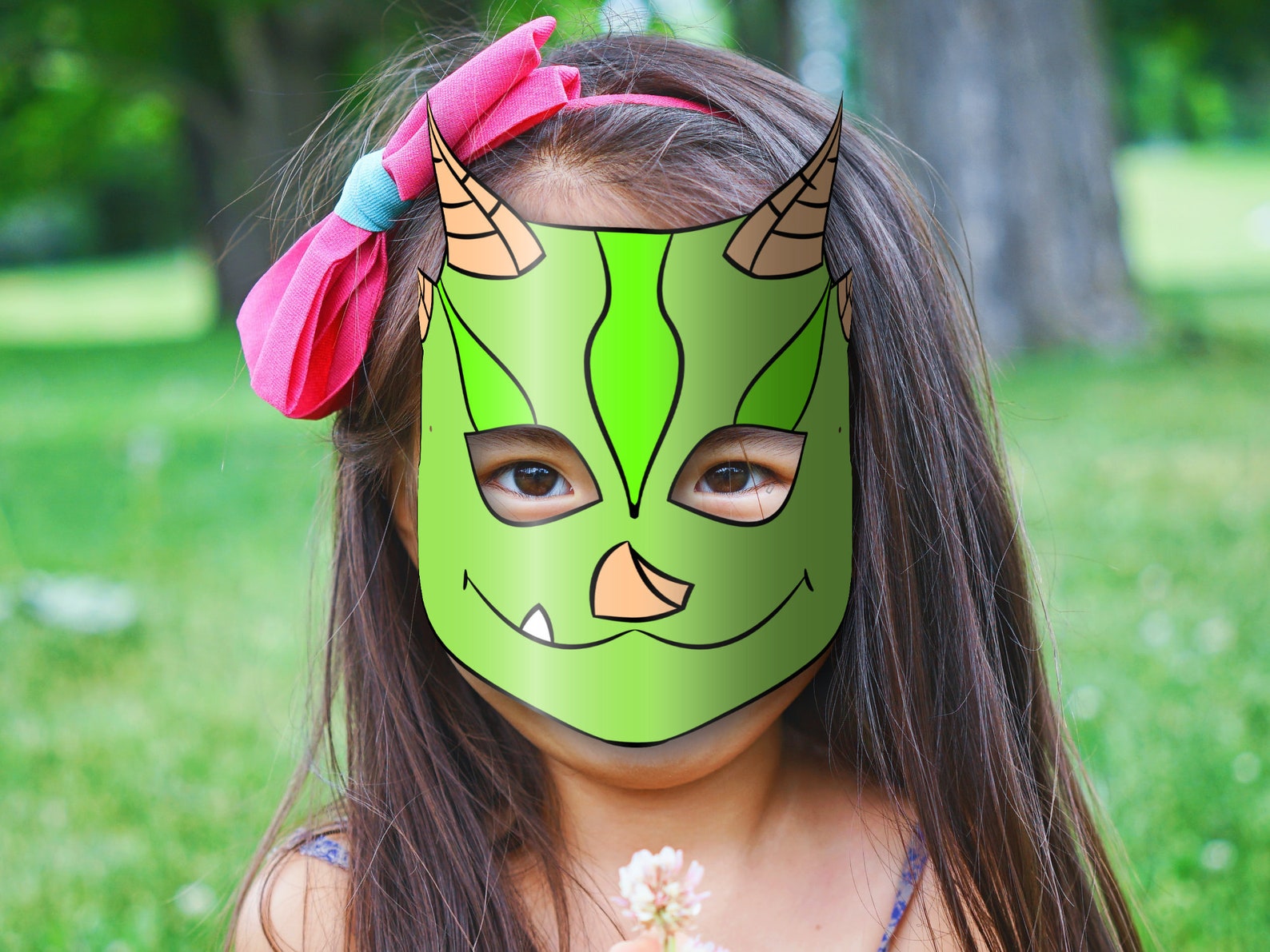 Baby Dragon Mask Printable, Paper DIY for Kids and Adults. PDF Template ...