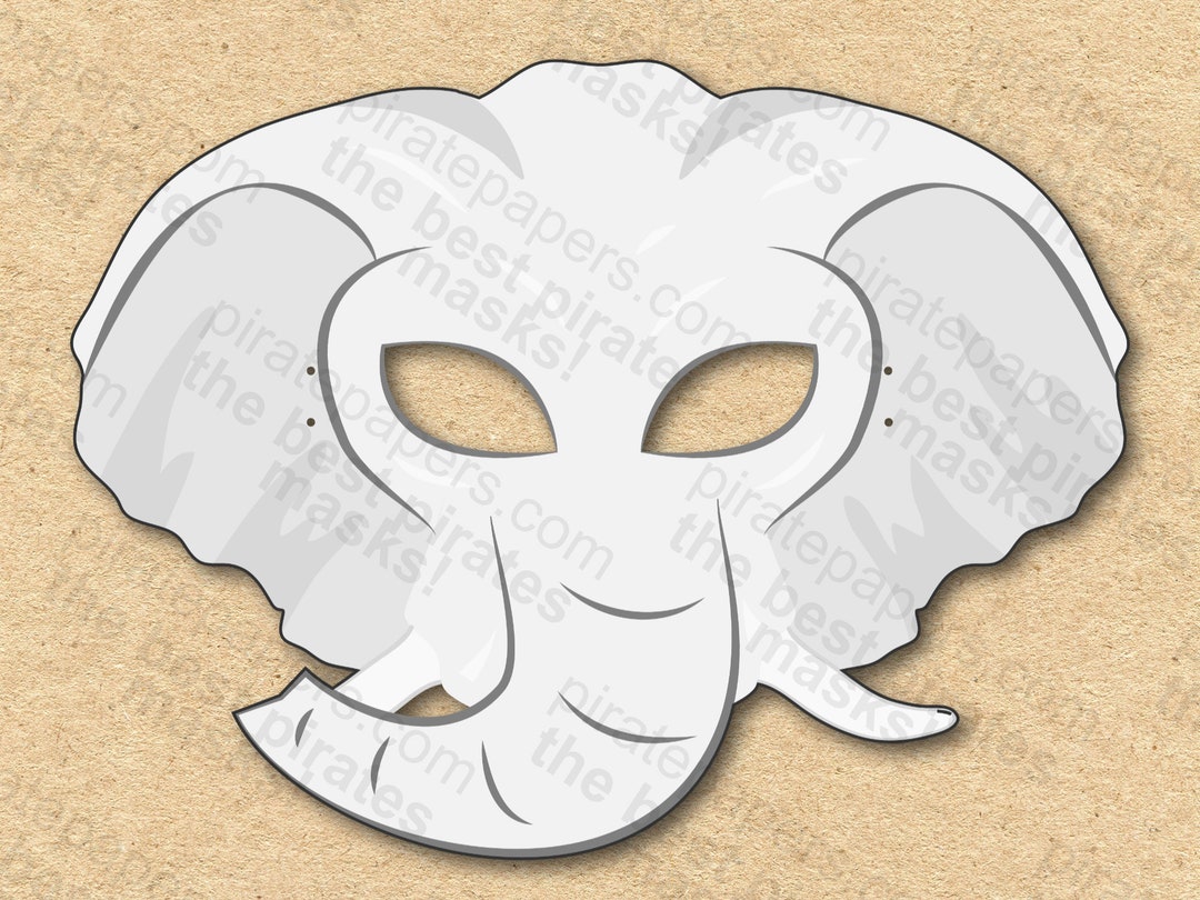 Elephant Mask Printable Coloring Paper DIY for Kids and - Etsy