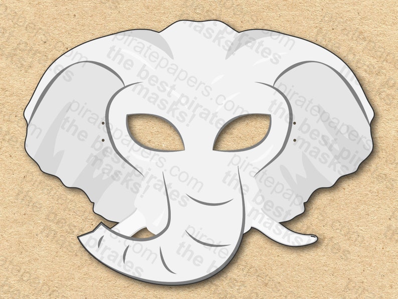 Elephant Mask Printable Coloring Paper DIY for Kids and - Etsy