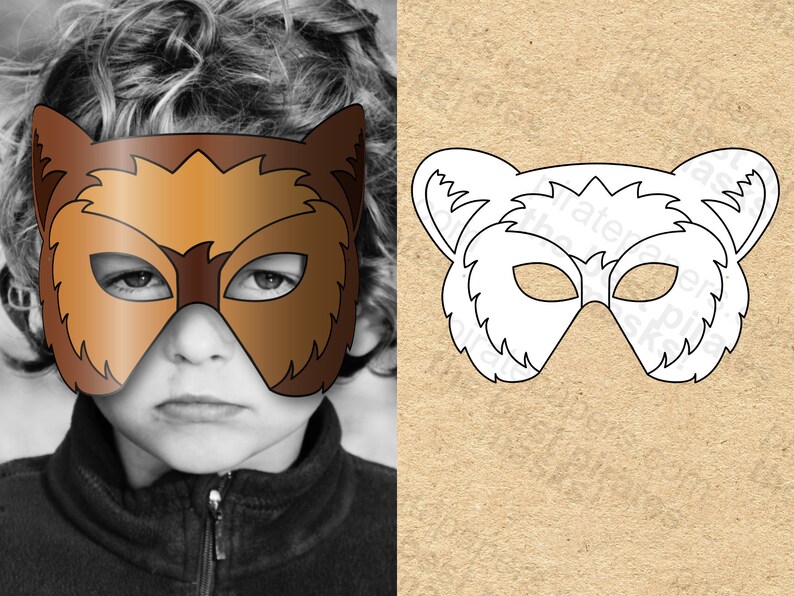 Bear Masks Printable Color Coloring Paper DIY for Kids and - Etsy