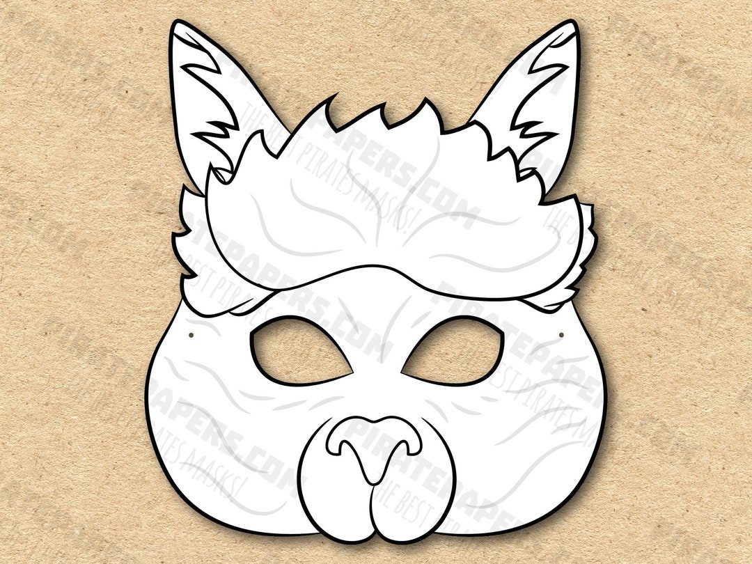 Alpaca Mask Printable Coloring, Paper DIY for Kids and Adults. PDF ...