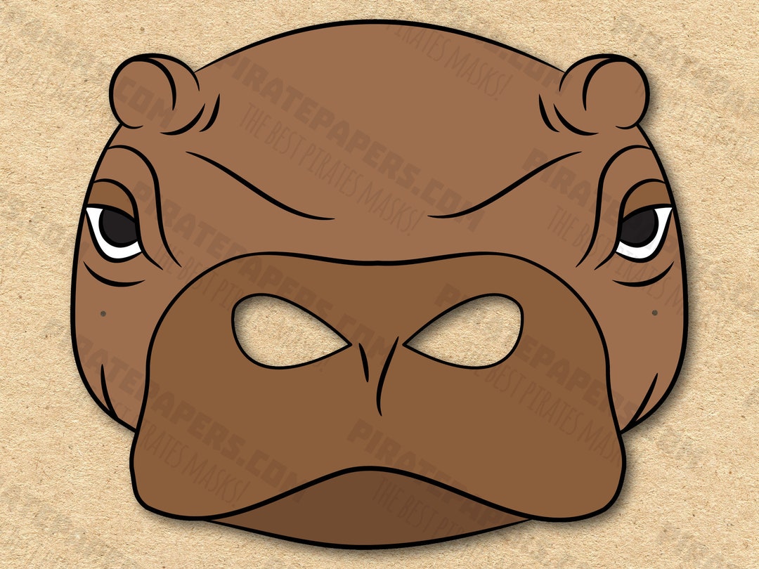 Hippo Mask Printable, Paper DIY for Kids and Adults. PDF Template ...