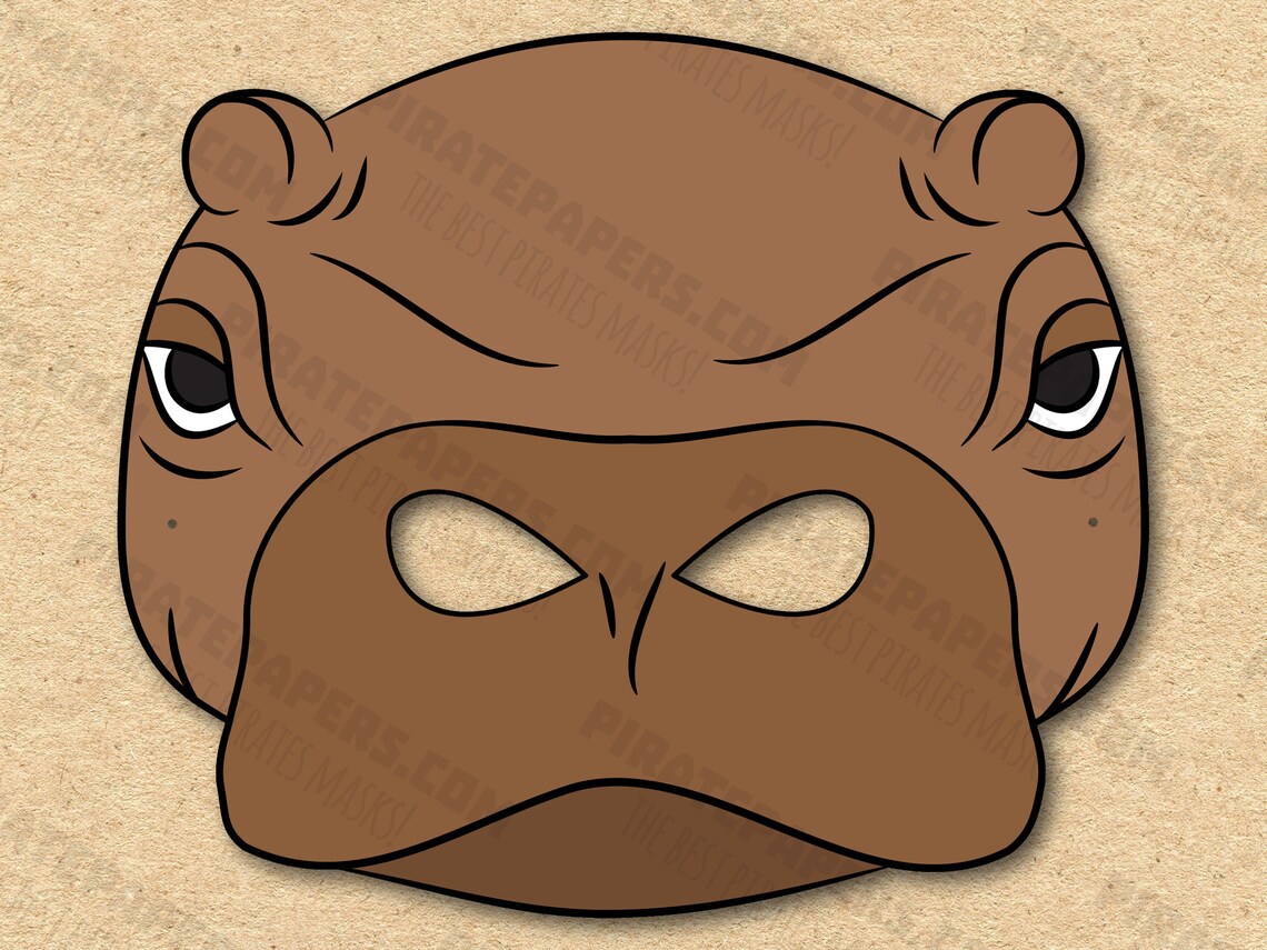 Hippo Masks Printable Color Coloring, Paper DIY for Kids and Adults ...