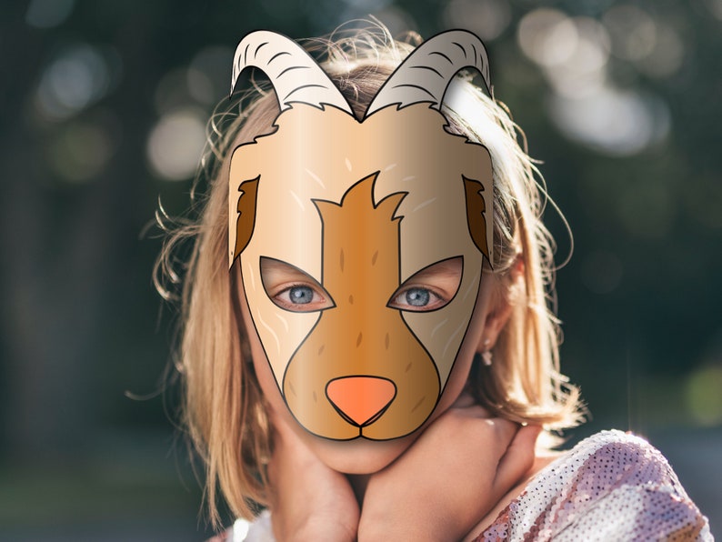 Goat Mask Printable, Paper DIY for Kids and Adults. PDF Template ...