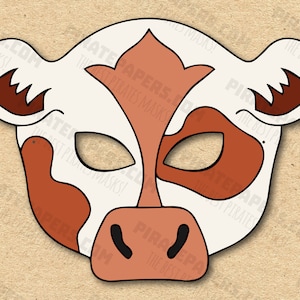 Cow Mask Printable, Paper DIY for Kids and Adults. PDF Template ...