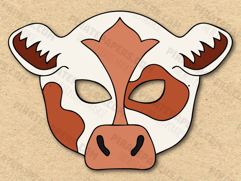Cow Mask Printable, Paper DIY for Kids and Adults. PDF Template ...