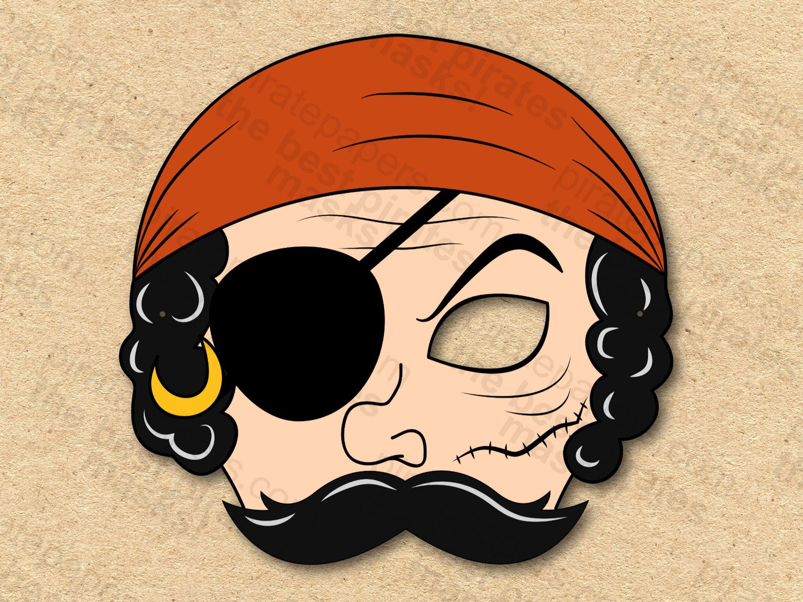 One-eyed Pirate Mask Printable Paper DIY for Kids and Adults. - Etsy