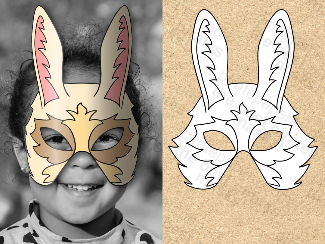 Bunny Masks Printable Color Coloring Paper DIY for Kids and - Etsy