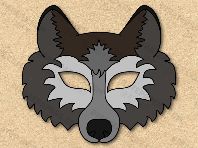 Wolf Masks Printable Color Coloring, Paper DIY for Kids and Adults. PDF ...