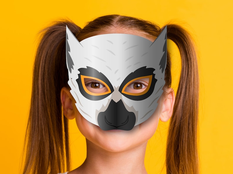 Lemur Mask Printable, Paper DIY for Kids and Adults. PDF Template ...