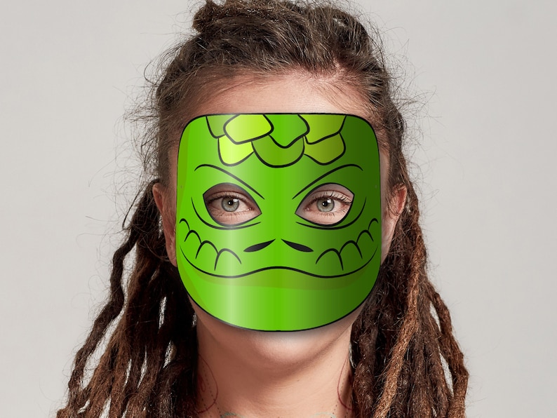 Lizard Mask Printable, Paper DIY for Kids and Adults. PDF Template ...