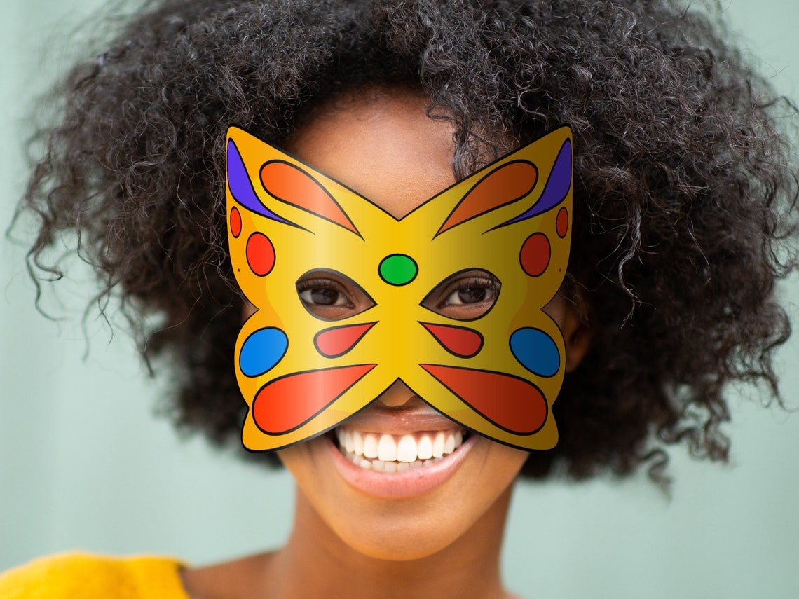 Butterfly Mask Printable, Paper DIY for Kids and Adults. PDF Template ...