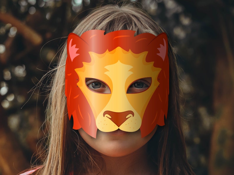 Lion Mask Printable, Paper DIY for Kids and Adults. PDF Template ...