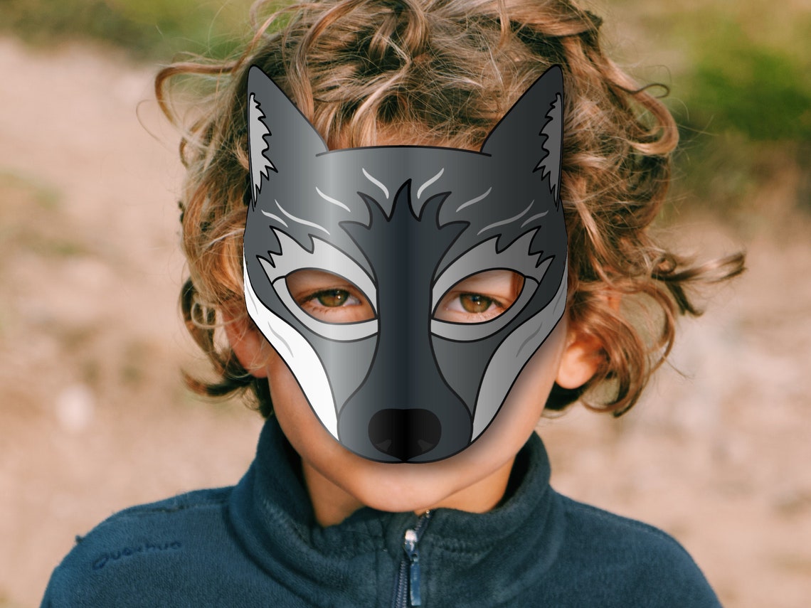 Gray Fox Mask Printable, Paper DIY for Kids and Adults. PDF Template ...