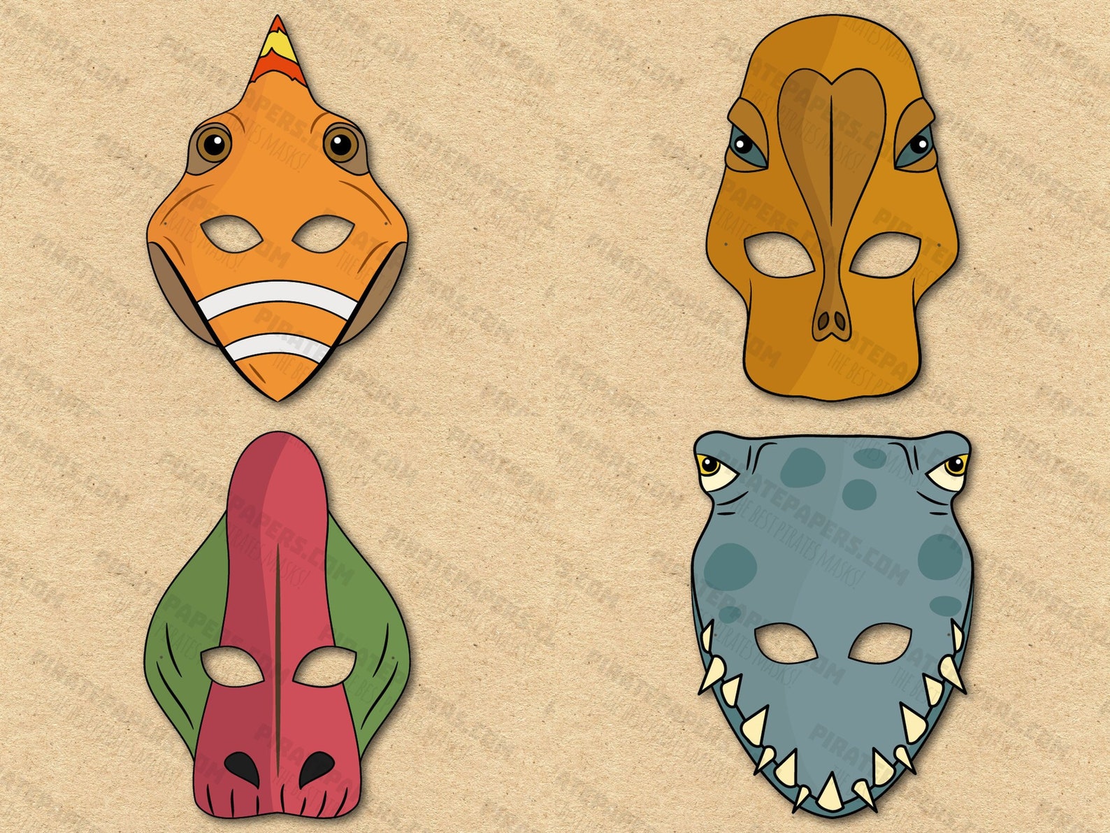Dinosaurs 2 Masks Printable, Pteranodon, Amphicoelias Fragillimus ...
