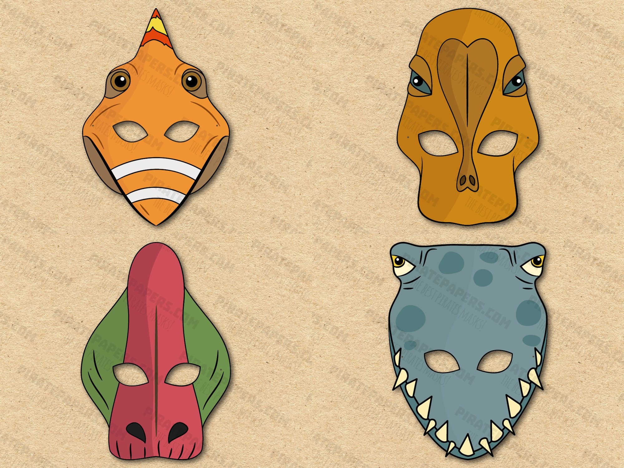 Dinosaurs 2 Masks Printable, Pteranodon, Amphicoelias Fragillimus ...