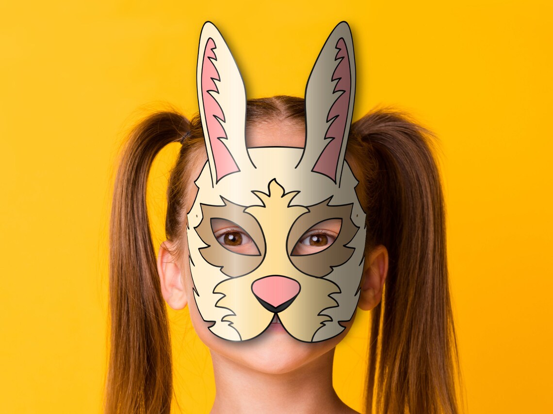 Bunny Mask Printable, Paper DIY for Kids and Adults. PDF Template ...