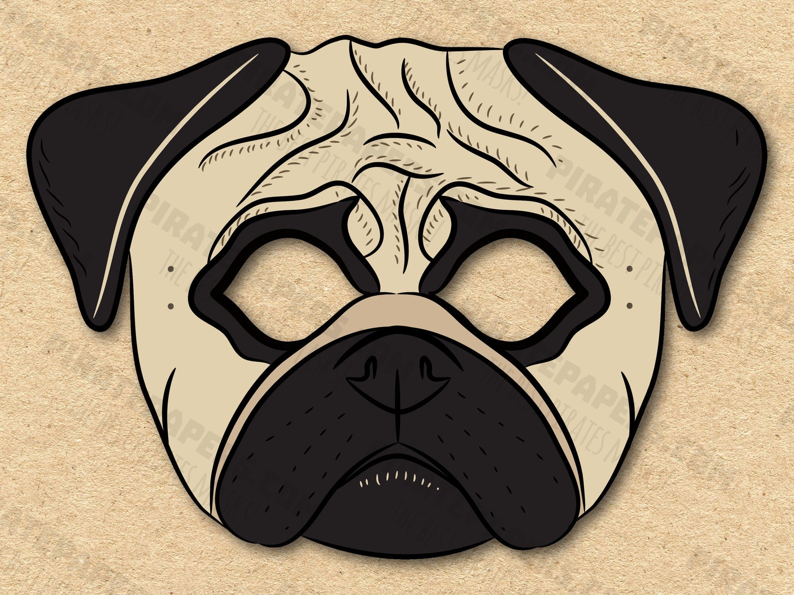 Pug Mask Printable, Paper DIY for Kids and Adults. PDF Template ...