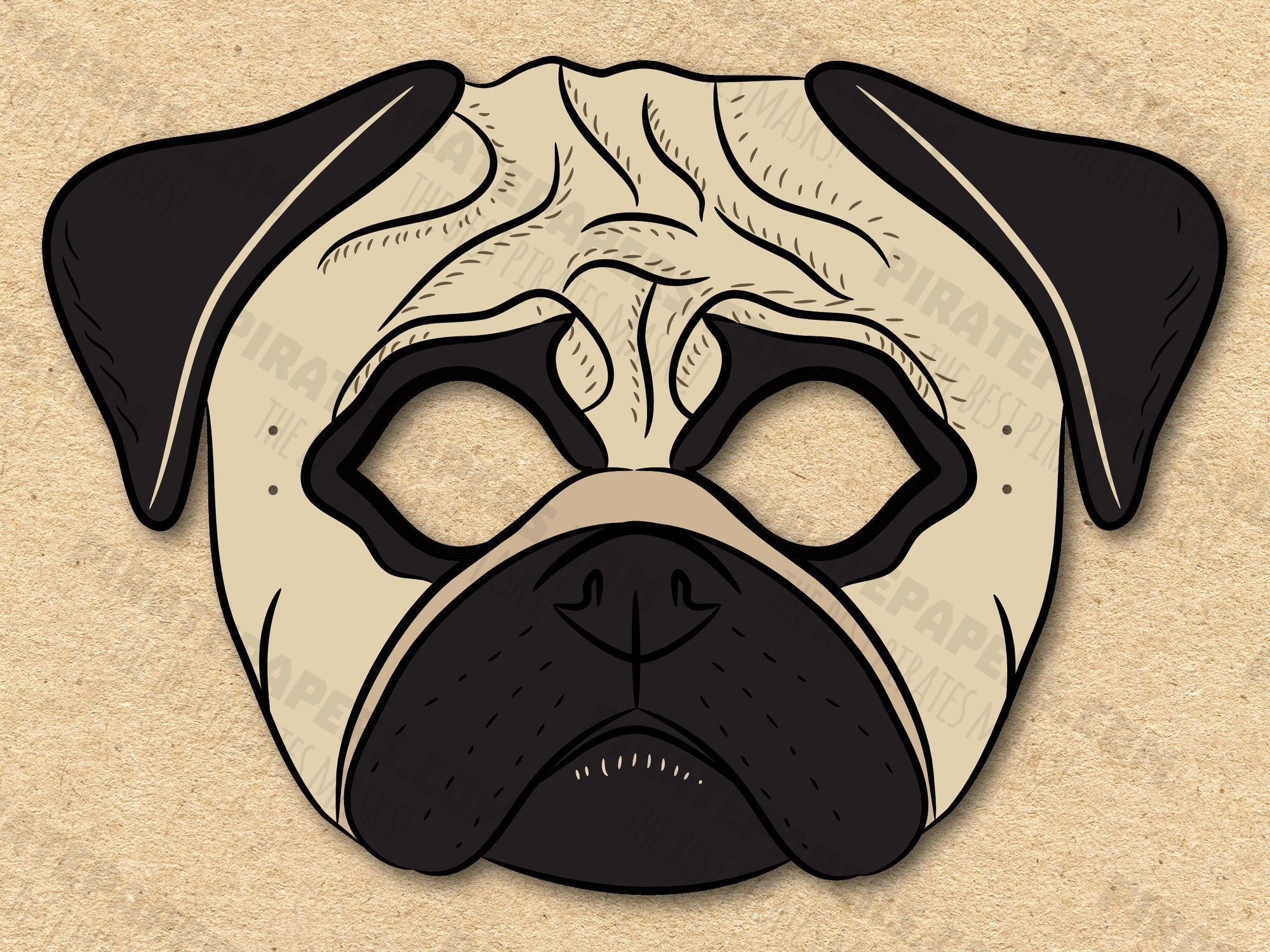 Pug Mask Printable, Paper DIY for Kids and Adults. PDF Template ...
