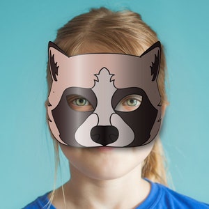 Raccoon Mask Printable, Paper DIY for Kids and Adults. PDF Template ...