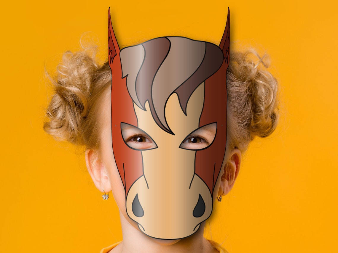 Horse Mask Printable, Paper DIY for Kids and Adults. PDF Template ...